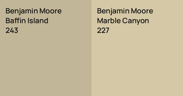 Benjamin Moore Baffin Island vs. Benjamin Moore Marble Canyon comparison