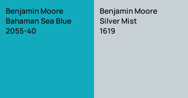 Benjamin Moore Bahaman Sea Blue vs. Benjamin Moore Silver Mist comparison