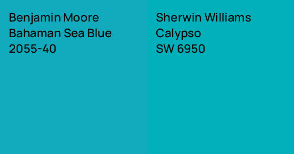 Benjamin Moore Bahaman Sea Blue vs. Sherwin Williams Calypso comparison