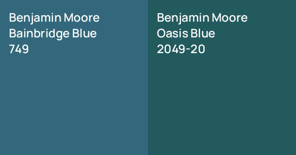Benjamin Moore Bainbridge Blue vs. Benjamin Moore Oasis Blue comparison
