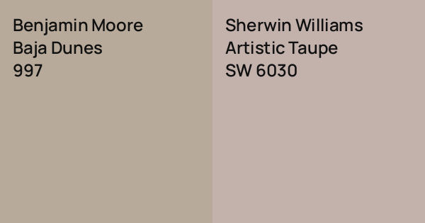 Benjamin Moore Baja Dunes vs. Sherwin Williams Artistic Taupe comparison