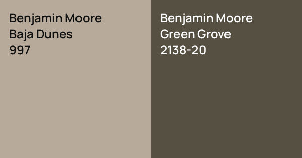 Benjamin Moore Baja Dunes vs. Benjamin Moore Green Grove comparison