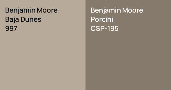 Benjamin Moore Baja Dunes vs. Benjamin Moore Porcini comparison