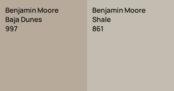 Benjamin Moore Baja Dunes vs. Benjamin Moore Shale comparison
