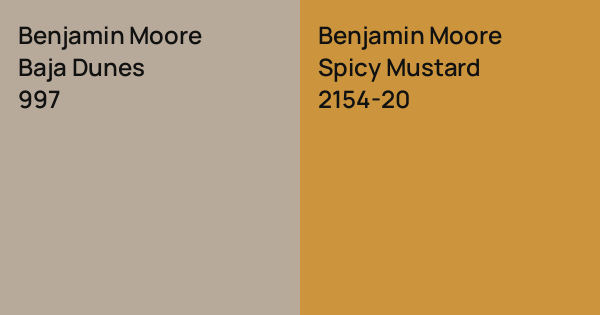 Benjamin Moore Baja Dunes vs. Benjamin Moore Spicy Mustard comparison