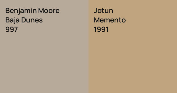 Benjamin Moore Baja Dunes vs. Jotun Memento comparison