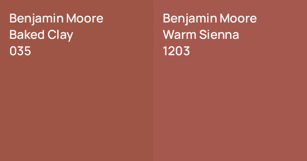 Benjamin Moore Baked Clay vs. Benjamin Moore Warm Sienna comparison