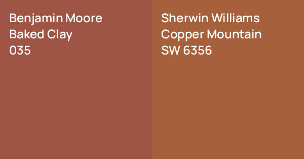 Benjamin Moore Baked Clay vs. Sherwin Williams Copper Mountain comparison