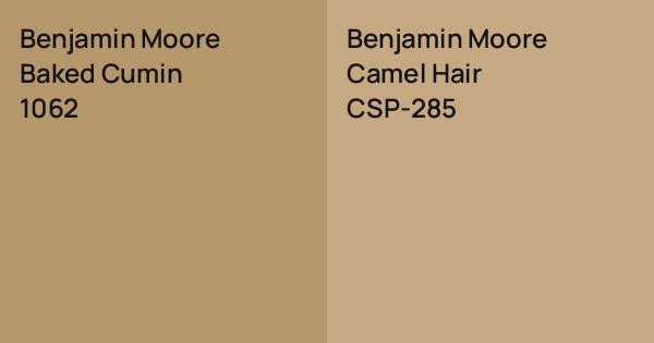 Benjamin Moore Baked Cumin vs. Benjamin Moore Camel Hair comparison