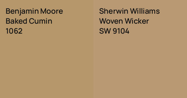 Benjamin Moore Baked Cumin vs. Sherwin Williams Woven Wicker comparison