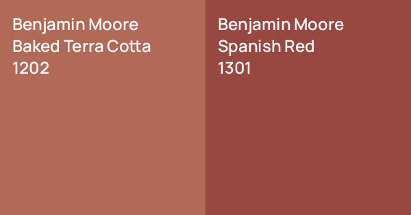 Benjamin Moore Baked Terra Cotta vs. Benjamin Moore Spanish Red comparison