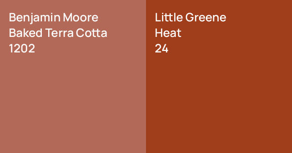 Benjamin Moore Baked Terra Cotta vs. Little Greene Heat comparison