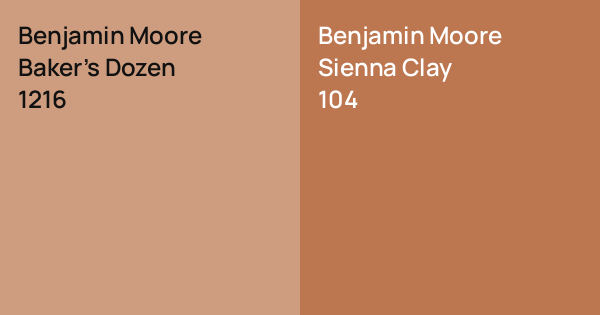 Benjamin Moore Baker's Dozen vs. Benjamin Moore Sienna Clay comparison