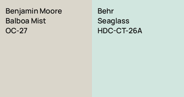 Benjamin Moore Balboa Mist vs. Behr Seaglass comparison