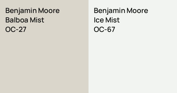 Benjamin Moore Balboa Mist vs. Benjamin Moore Ice Mist comparison