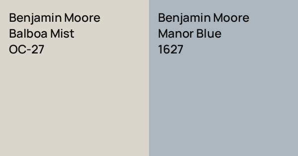 Benjamin Moore Balboa Mist vs. Benjamin Moore Manor Blue comparison
