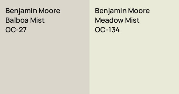 Benjamin Moore Balboa Mist vs. Benjamin Moore Meadow Mist comparison