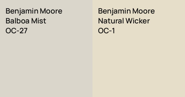 Benjamin Moore Balboa Mist vs. Benjamin Moore Natural Wicker comparison