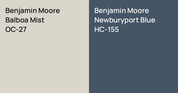 Benjamin Moore Balboa Mist vs. Benjamin Moore Newburyport Blue comparison