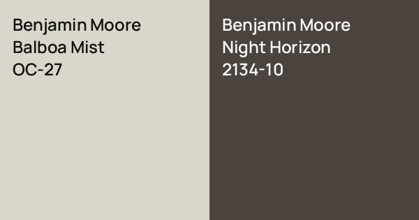 Benjamin Moore Balboa Mist vs. Benjamin Moore Night Horizon comparison
