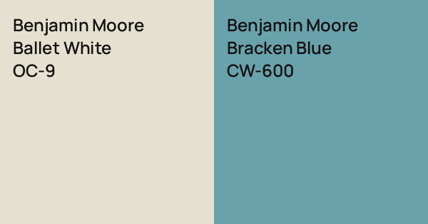 Benjamin Moore Ballet White vs. Benjamin Moore Bracken Blue comparison
