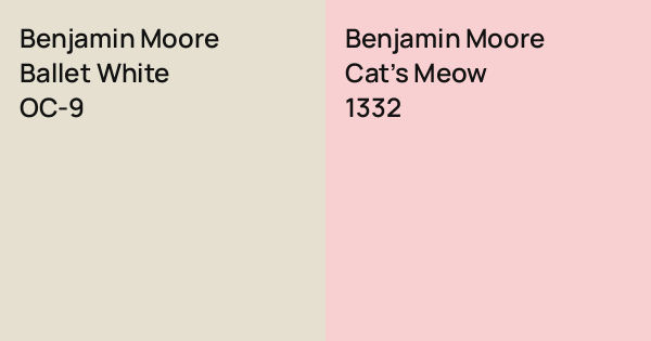 Benjamin Moore Ballet White vs. Benjamin Moore Cat's Meow comparison
