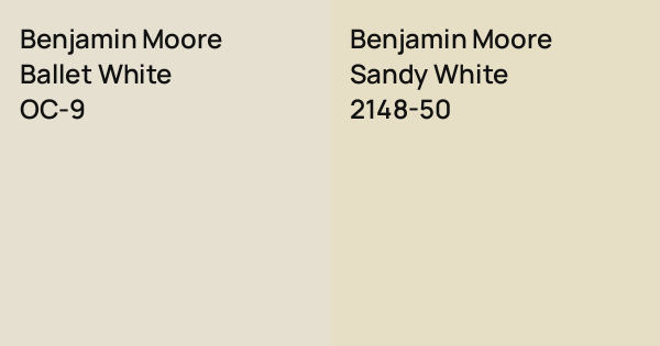 Benjamin Moore Ballet White vs. Benjamin Moore Sandy White comparison
