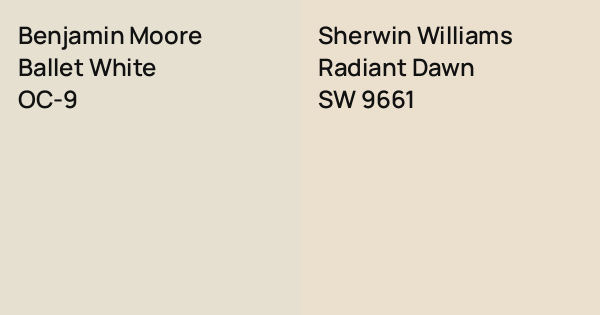 Benjamin Moore Ballet White vs. Sherwin Williams Radiant Dawn comparison