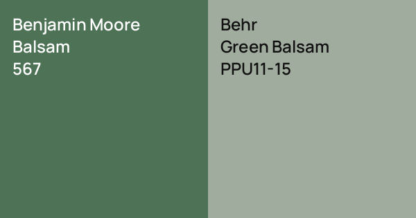 Benjamin Moore Balsam vs. Behr Green Balsam comparison