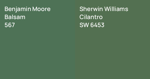Benjamin Moore Balsam vs. Sherwin Williams Cilantro comparison