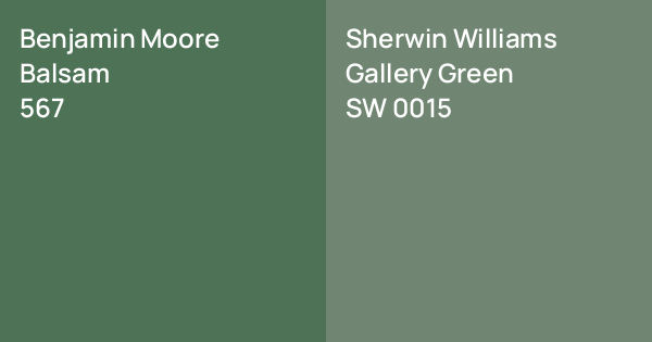 Benjamin Moore Balsam vs. Sherwin Williams Gallery Green comparison