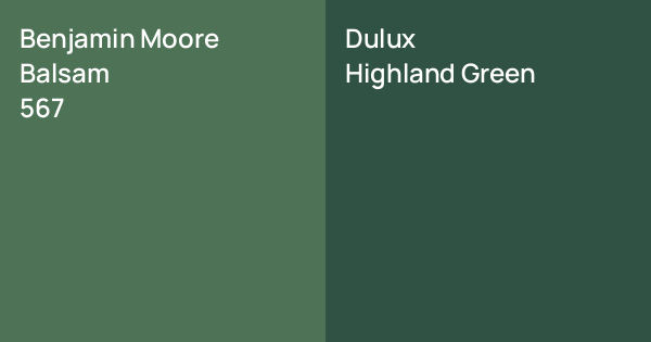 Benjamin Moore Balsam vs. Dulux Highland Green comparison