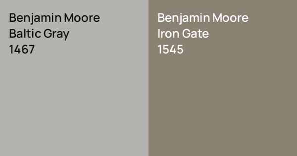 Benjamin Moore Baltic Gray vs. Benjamin Moore Iron Gate comparison