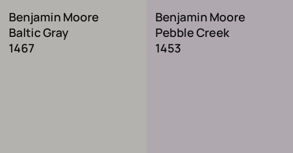Benjamin Moore Baltic Gray vs. Benjamin Moore Pebble Creek comparison