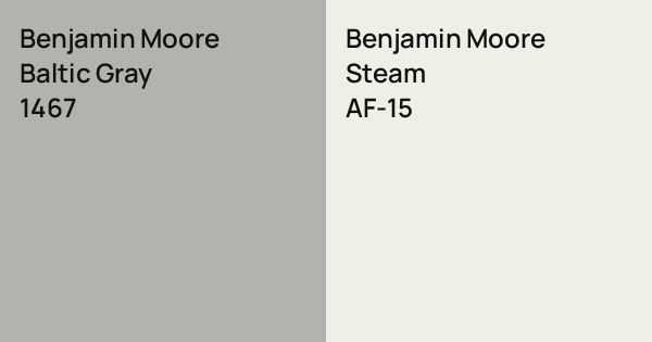 Benjamin Moore Baltic Gray vs. Benjamin Moore Steam comparison