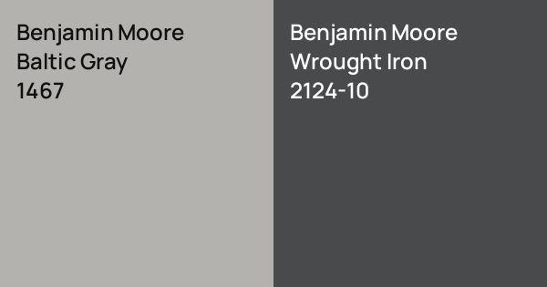Benjamin Moore Baltic Gray vs. Benjamin Moore Wrought Iron comparison