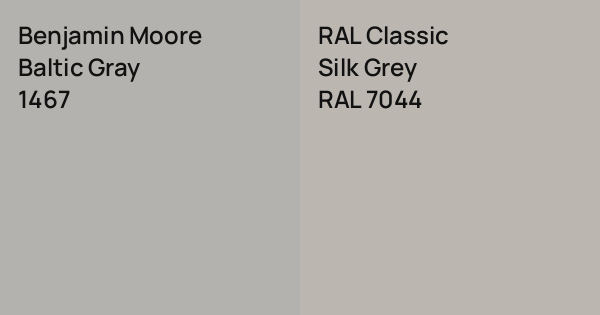 Benjamin Moore Baltic Gray vs. RAL Classic Silk Grey comparison