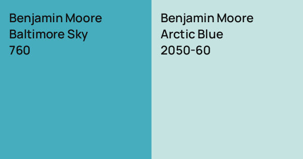Benjamin Moore Baltimore Sky vs. Benjamin Moore Arctic Blue comparison
