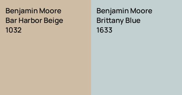 Benjamin Moore Bar Harbor Beige vs. Benjamin Moore Brittany Blue comparison