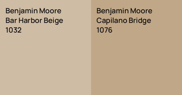 Benjamin Moore Bar Harbor Beige vs. Benjamin Moore Capilano Bridge ...
