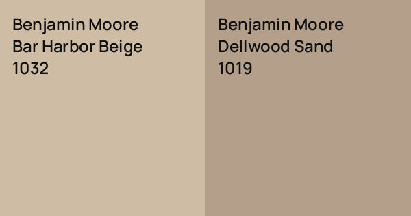 Benjamin Moore Bar Harbor Beige vs. Benjamin Moore Dellwood Sand comparison