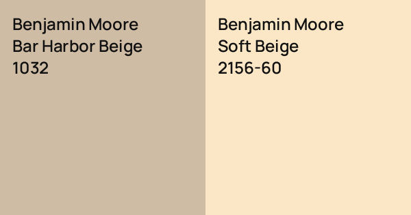 Benjamin Moore Bar Harbor Beige vs. Benjamin Moore Soft Beige comparison