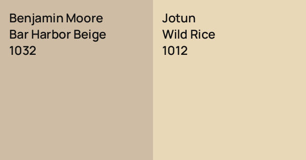 Benjamin Moore Bar Harbor Beige vs. Jotun Wild Rice comparison