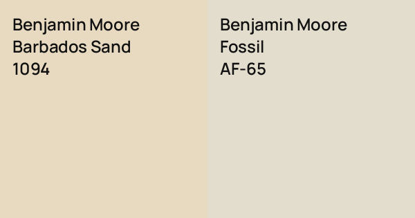 Benjamin Moore Barbados Sand vs. Benjamin Moore Fossil comparison