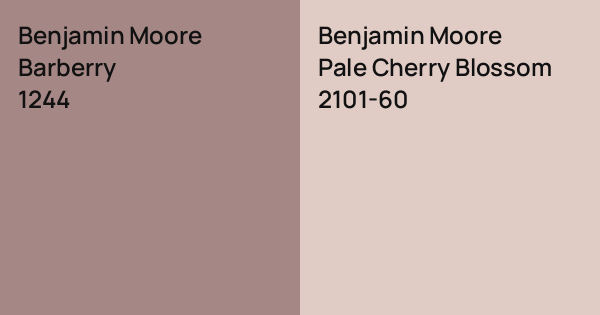 Benjamin Moore Barberry vs. Benjamin Moore Pale Cherry Blossom comparison