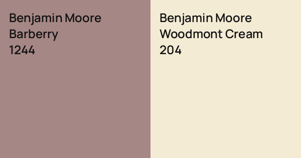 Benjamin Moore Barberry vs. Benjamin Moore Woodmont Cream comparison