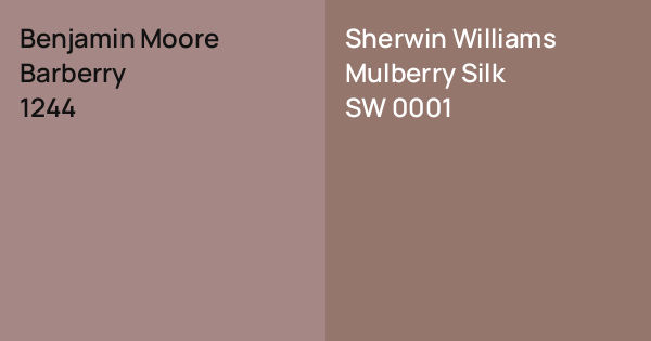 Benjamin Moore Barberry vs. Sherwin Williams Mulberry Silk comparison