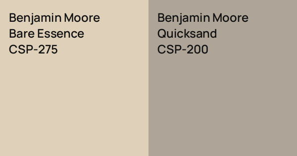 Benjamin Moore Bare Essence vs. Benjamin Moore Quicksand comparison