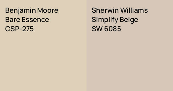 Benjamin Moore Bare Essence vs. Sherwin Williams Simplify Beige comparison