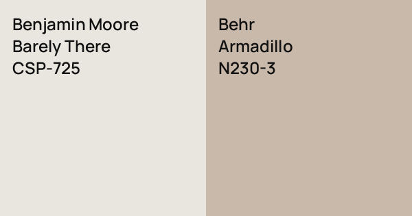 Benjamin Moore Barely There vs. Behr Armadillo comparison